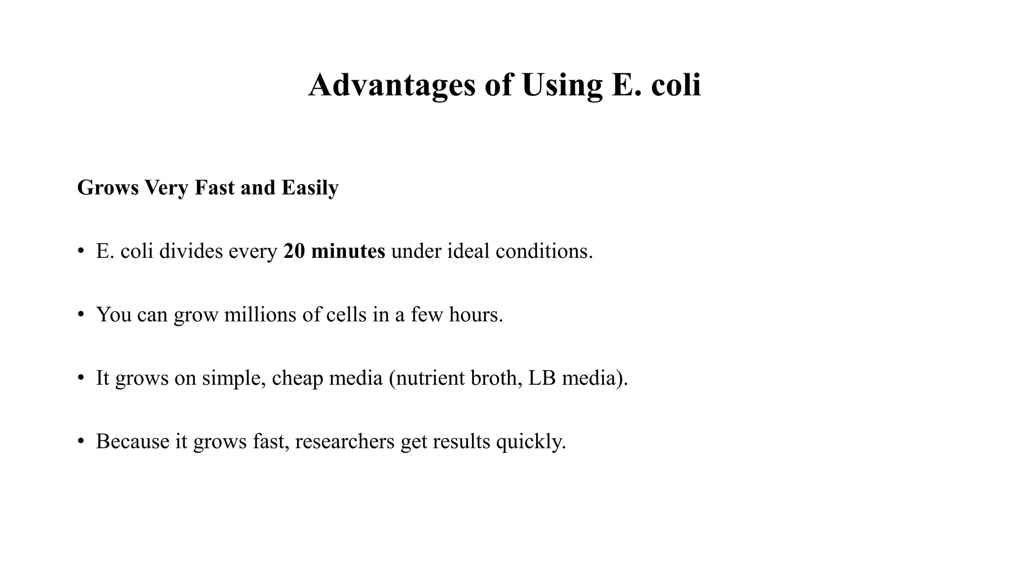 ECOLI USED AS MODEL SPECIES .ITS ADVANTAGES AND APPROACGHES | PDF