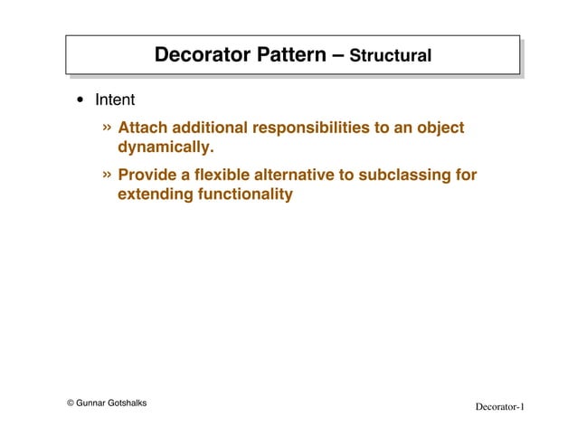 Structure-Decorator deign pattern model fact | PPT