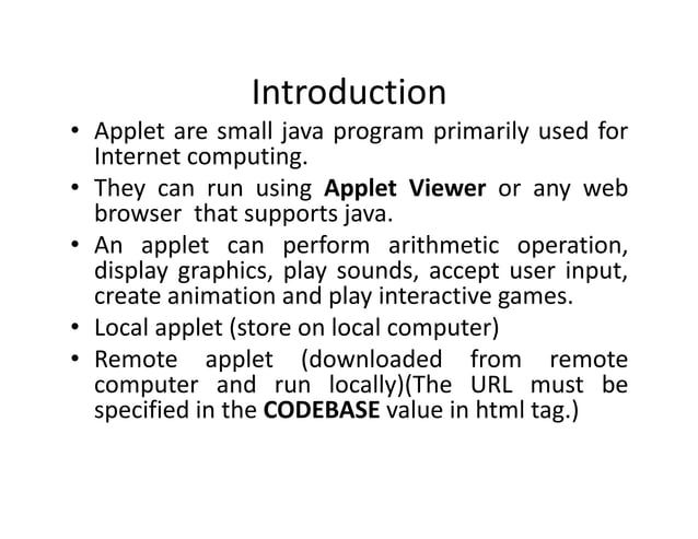 27 applet programming | PPT