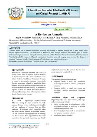A review on amnesia | PDF