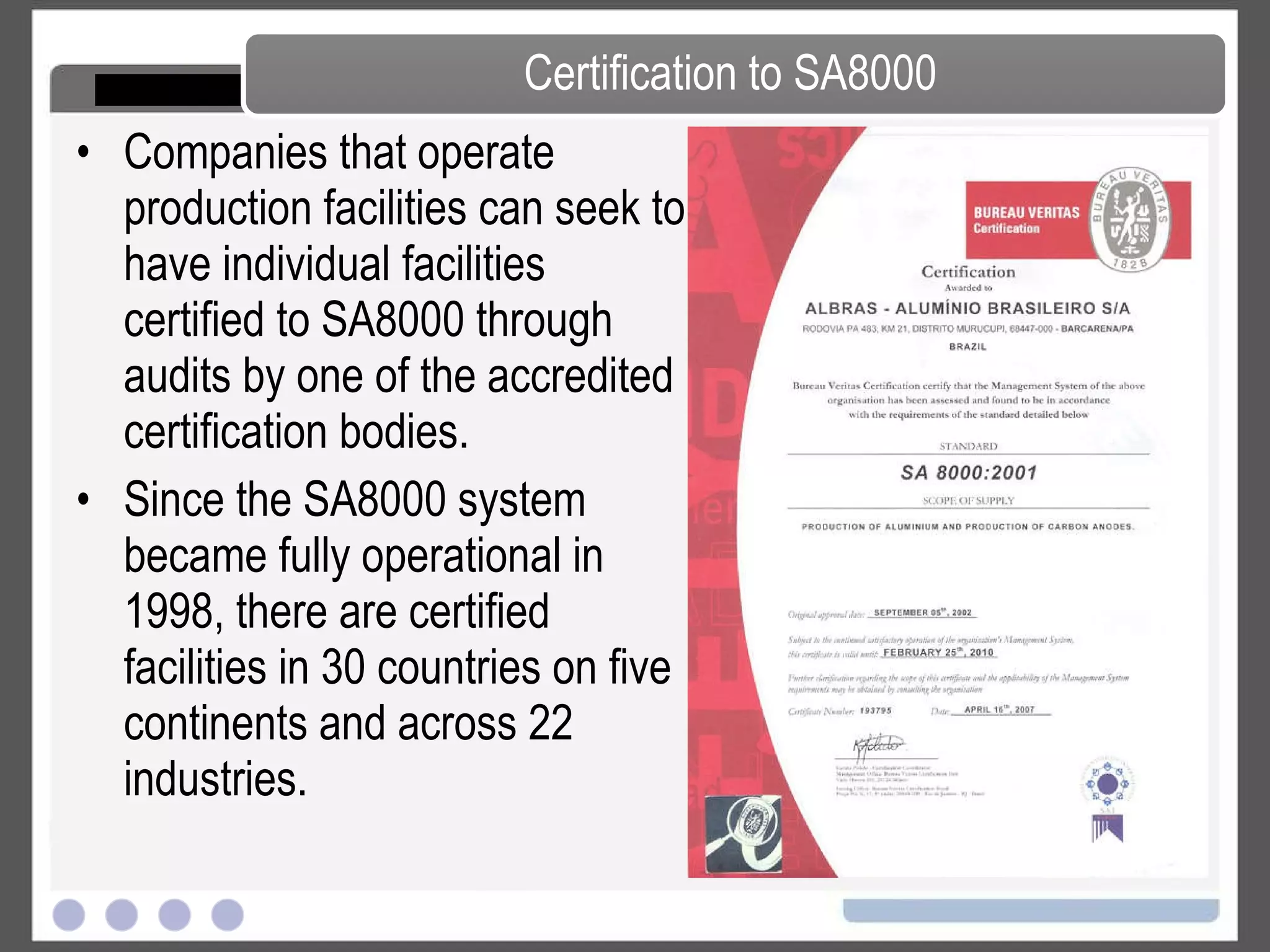 Corporate Social Accountability Management - SA 8000 | PPT