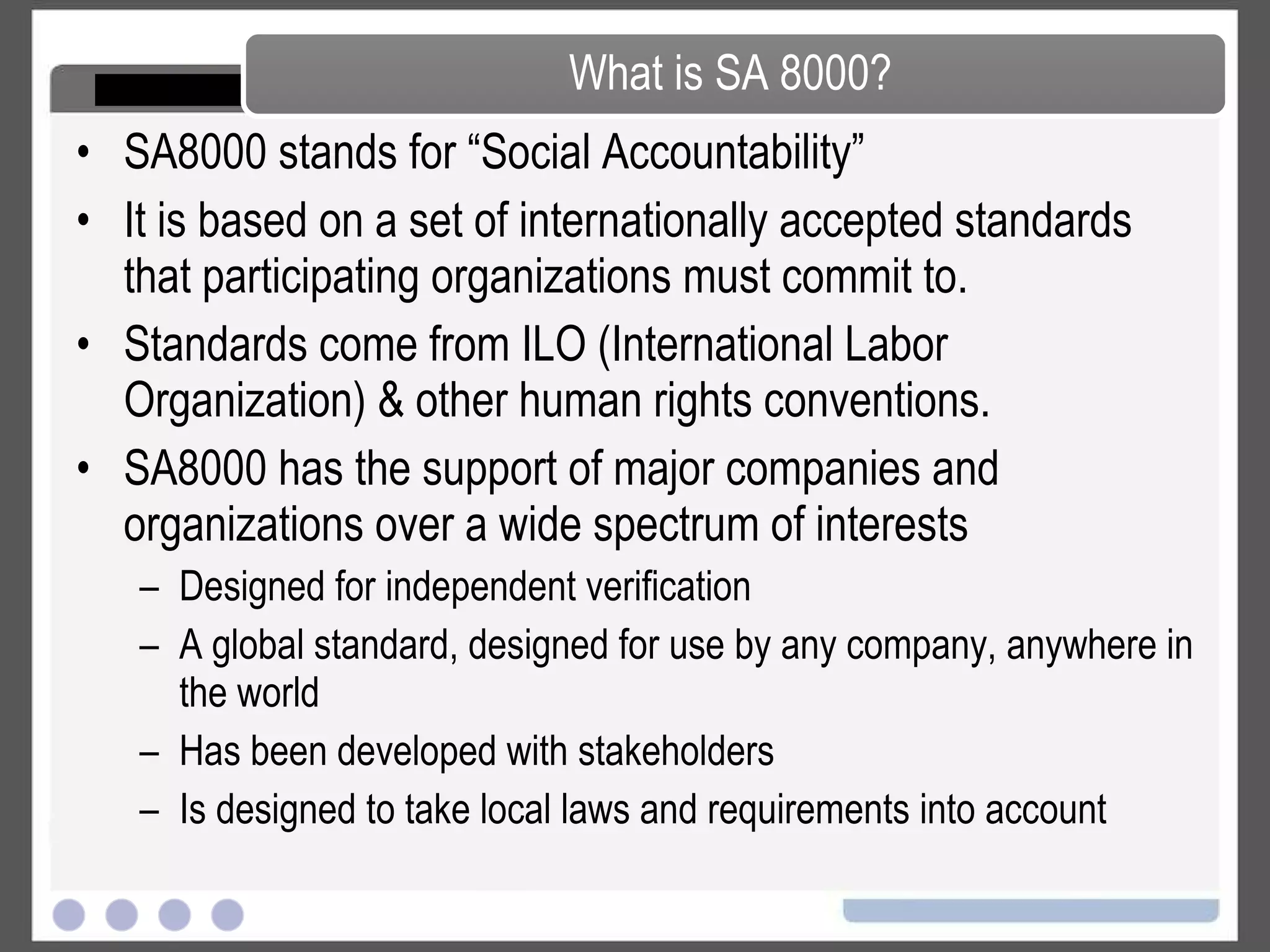 Corporate Social Accountability Management - SA 8000 | PPT