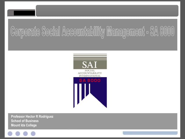 Corporate Social Accountability Management - SA 8000 | PPT | Business ...