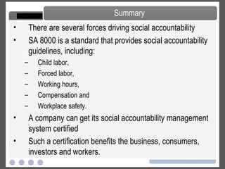 Corporate Social Accountability Management - SA 8000 | PPT