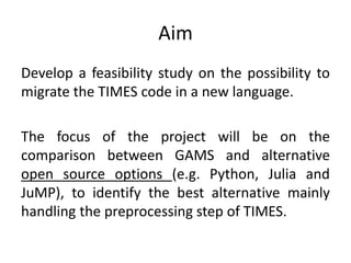 TIMES Migration Feasibility Study | PDF