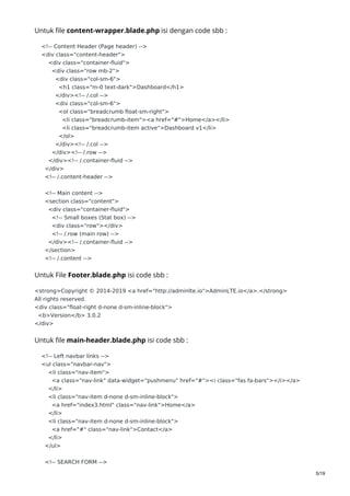 integrasi template admin lte terbaru dengan laravel 7 | PDF | Free Download