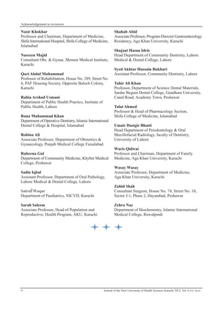 JDUH 2011 reviewers | PDF | Dental Health | Diseases and Conditions