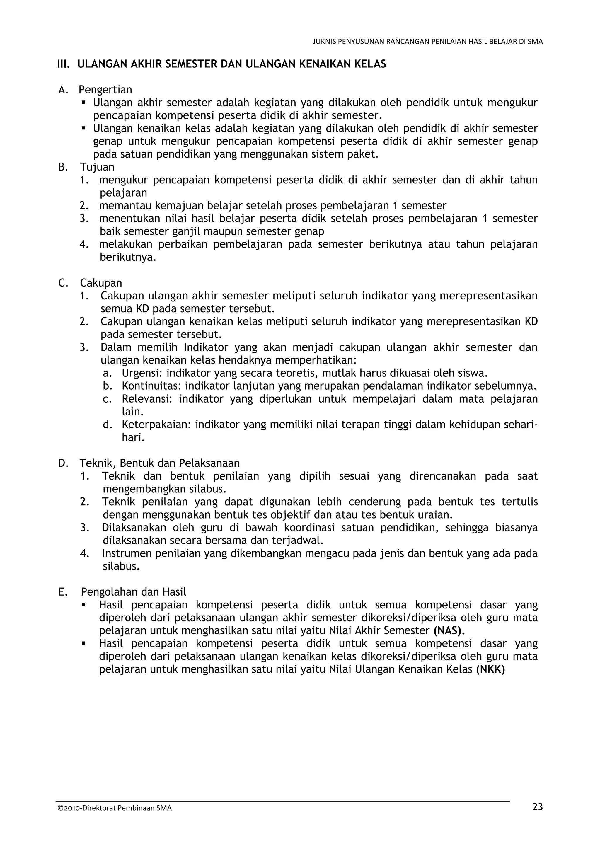 27 juknis-penyusunan-rancangan-penilaian-hasil-belajar- isi-revisi-_1904 | PDF