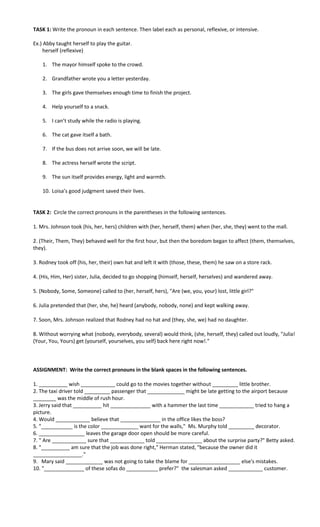 27 pronouns | DOCX | Home Improvement | Home & Garden