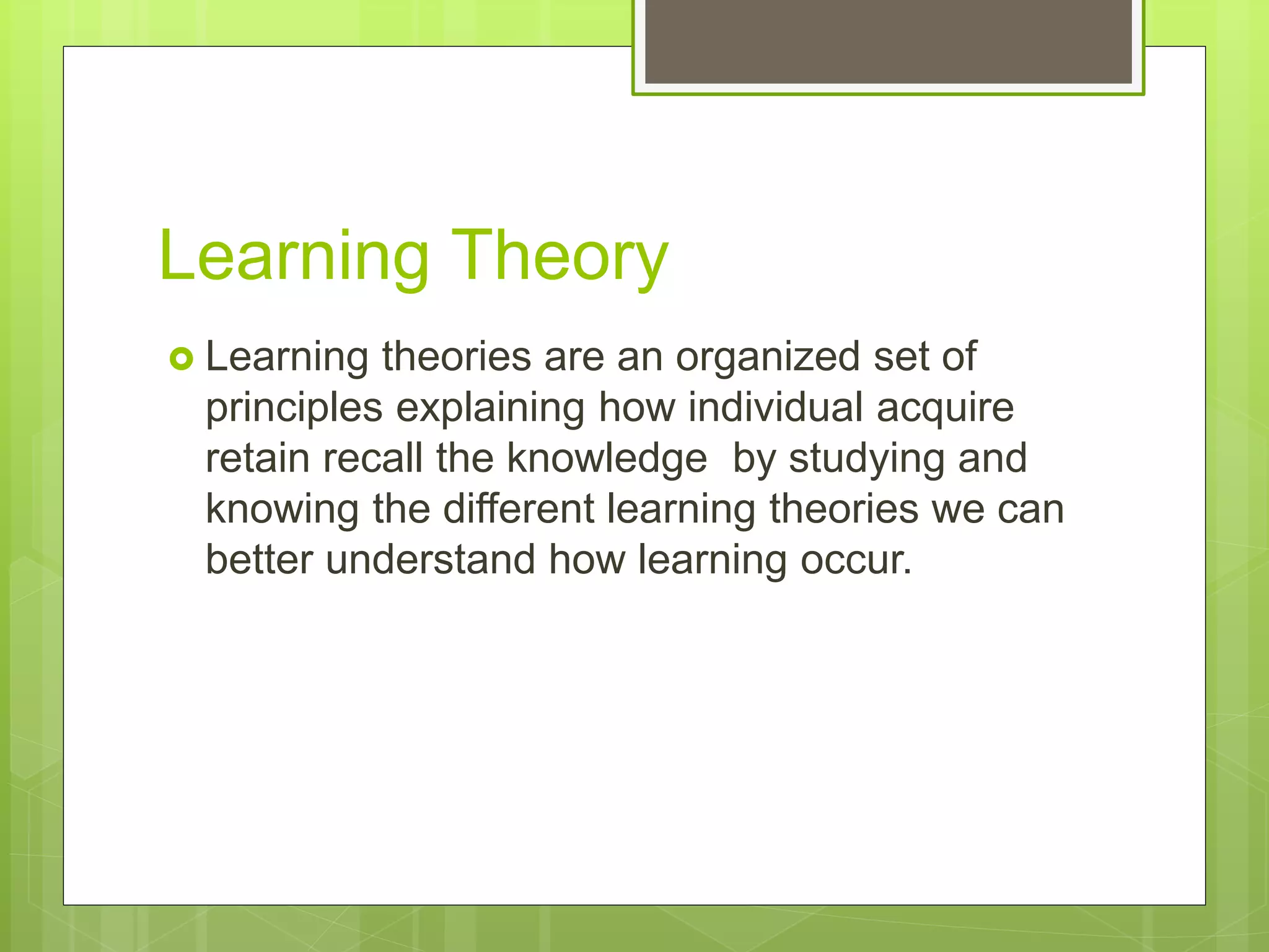 Comparison of All Theories of Learning | PPTX