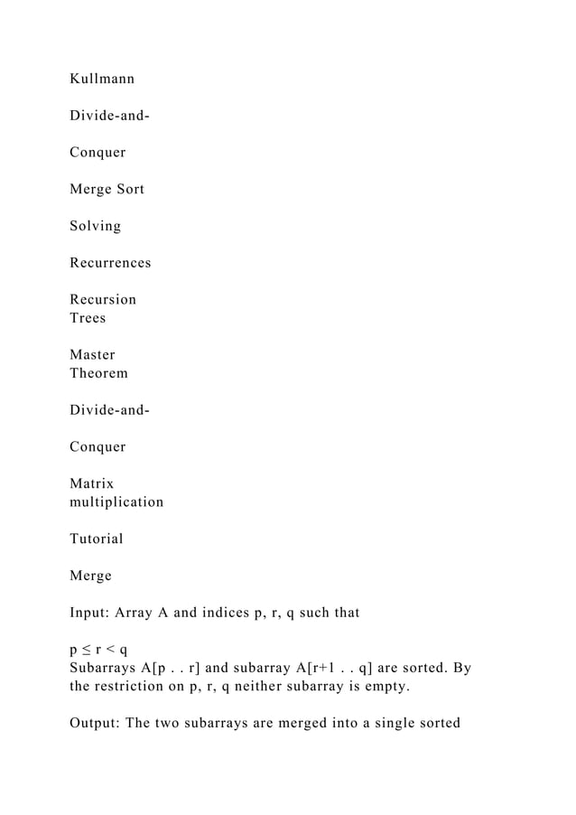 270 102 Divide And Conquerhandoutpdfcs 270algorithmdocx