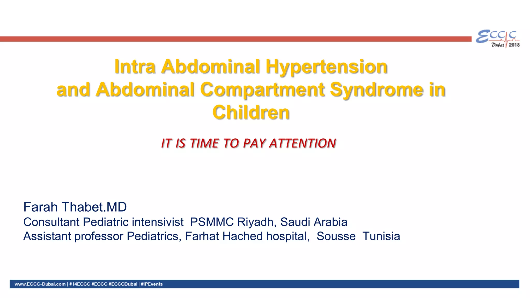 Intra Abdominal Hypertension and Abdominal Compartment Syndrome in ...