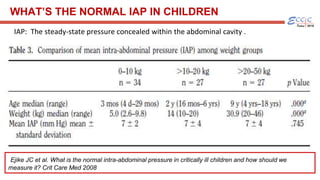 Intra Abdominal Hypertension and Abdominal Compartment Syndrome in ...