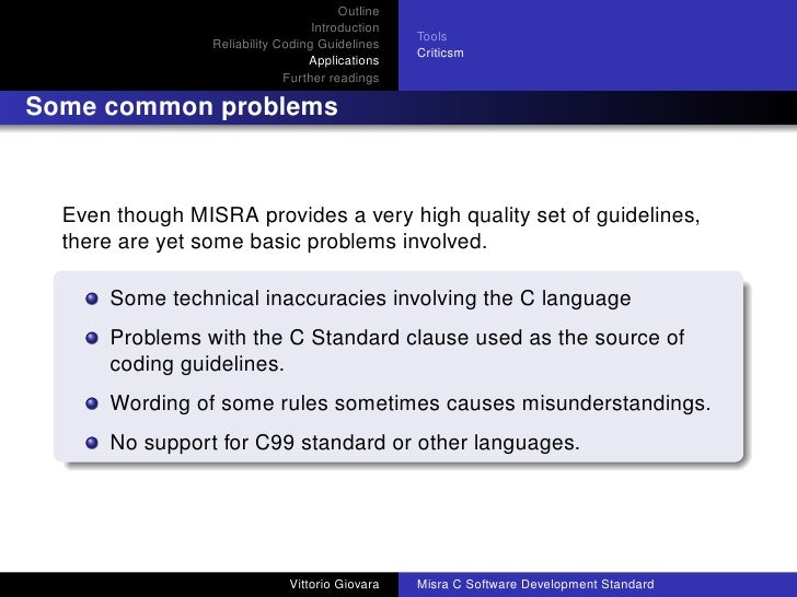 Misra C Software Development Standard
