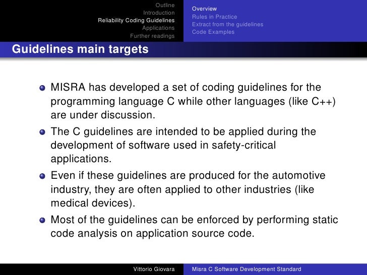 Misra C Software Development Standard