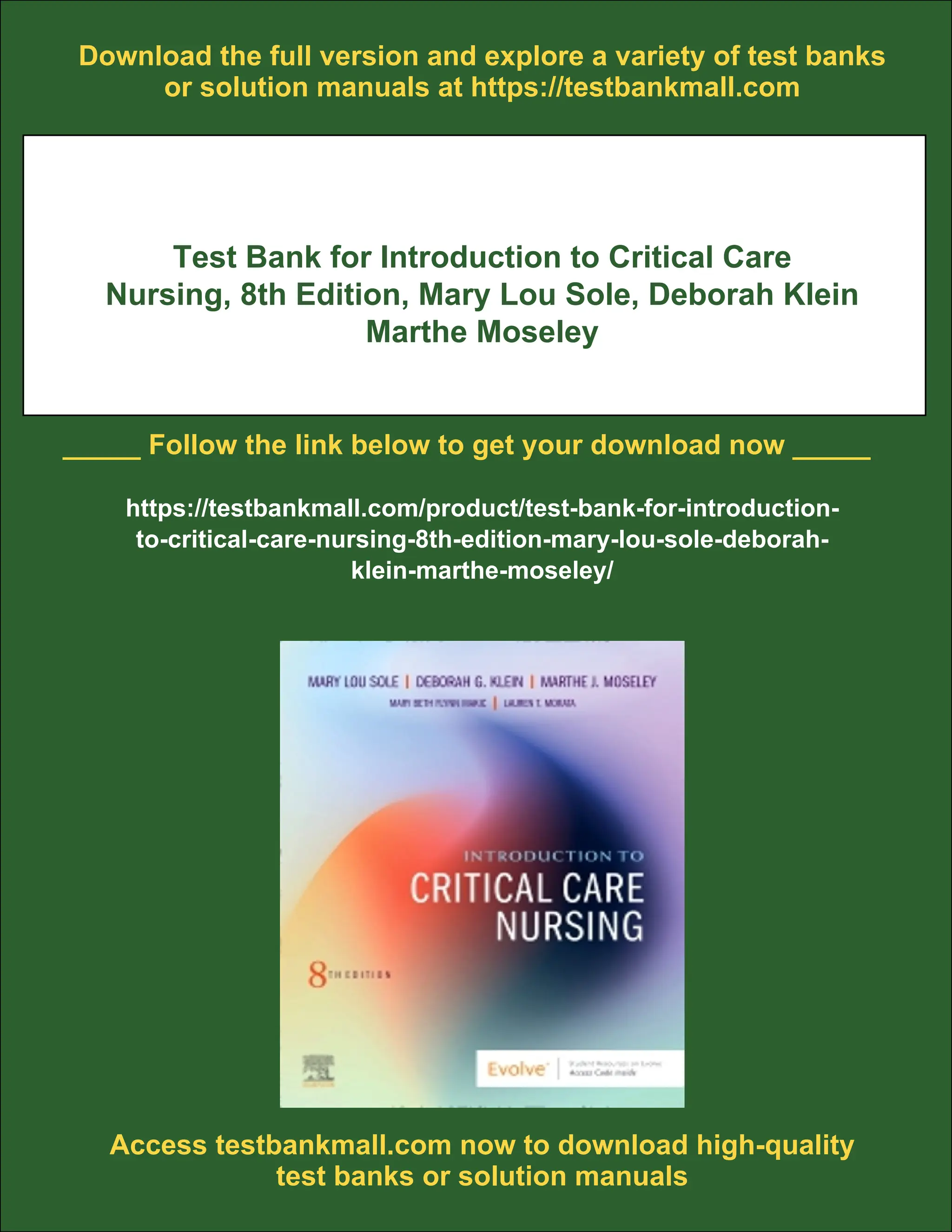 Test Bank for Introduction to Critical Care Nursing, 8th Edition, Mary ...