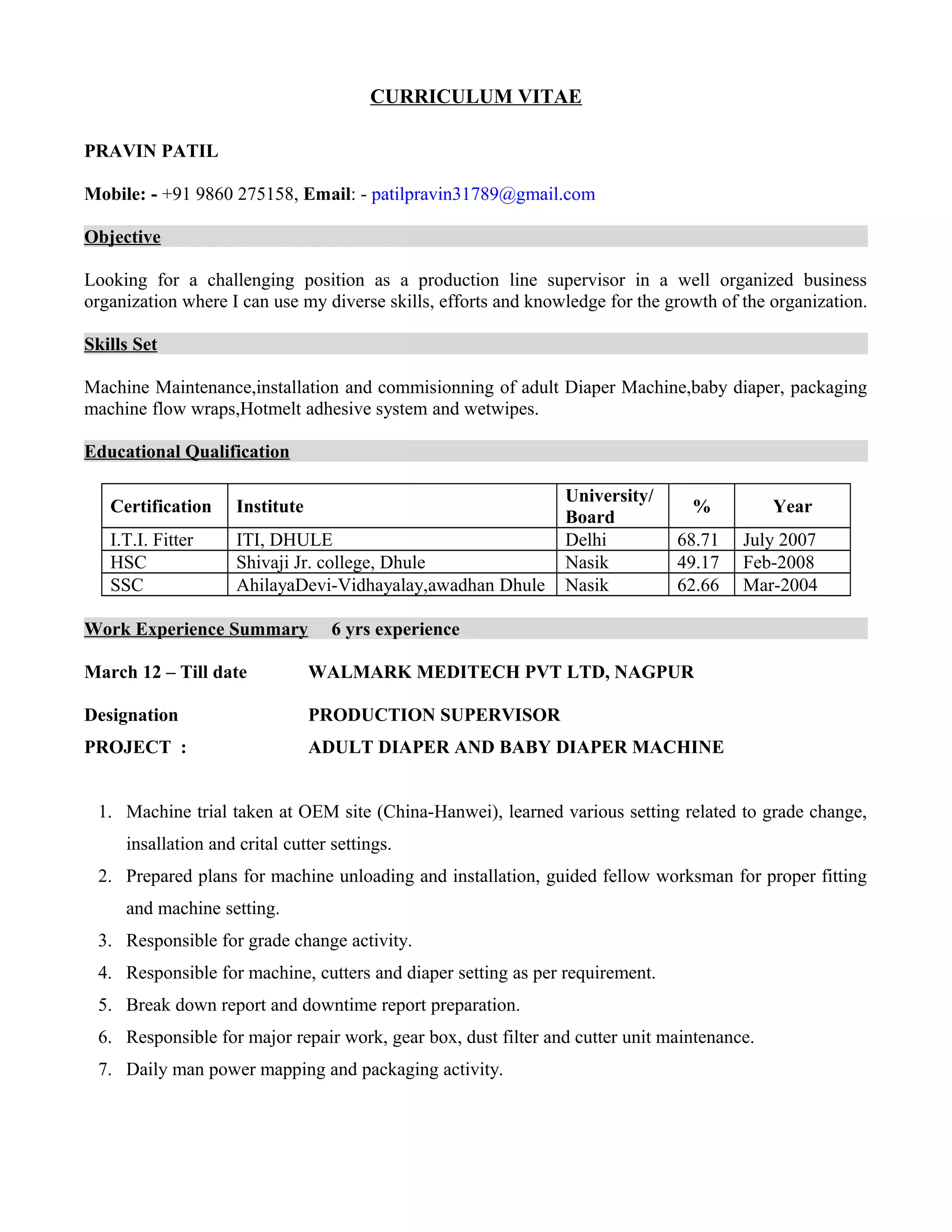 Pravin Resume | DOC
