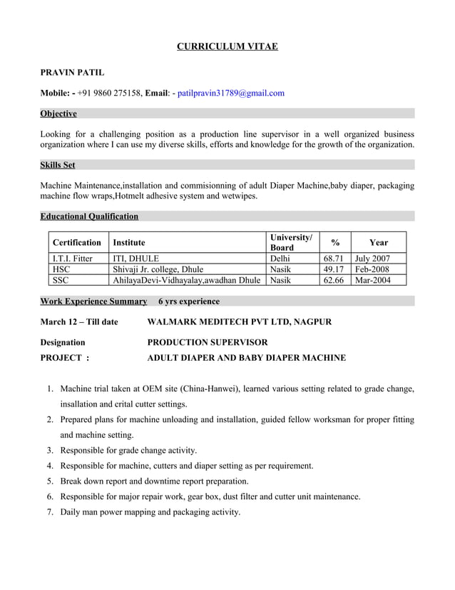 Pravin Resume | DOC