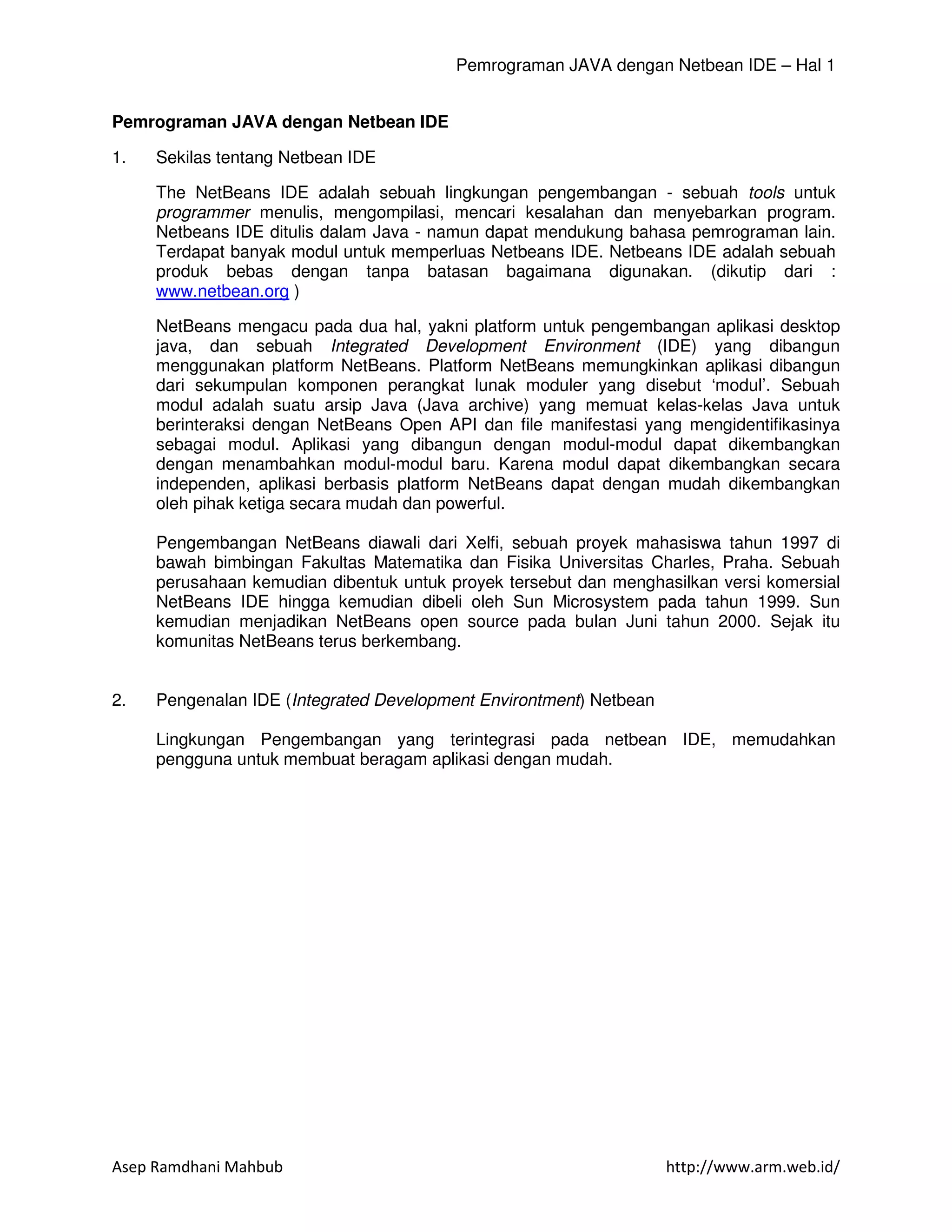 270610 arm pemrograman_java_dengan_netbean_ide | PDF | Free Download