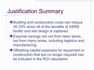 ASRS - Rev3 Value Proposition in Supply Chain | PPT