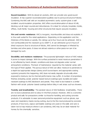 Performance Summary of Autoclaved Aerated Concrete | DOCX
