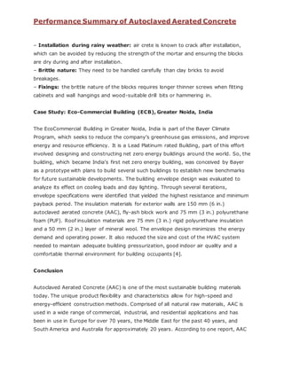 Performance Summary of Autoclaved Aerated Concrete | DOCX