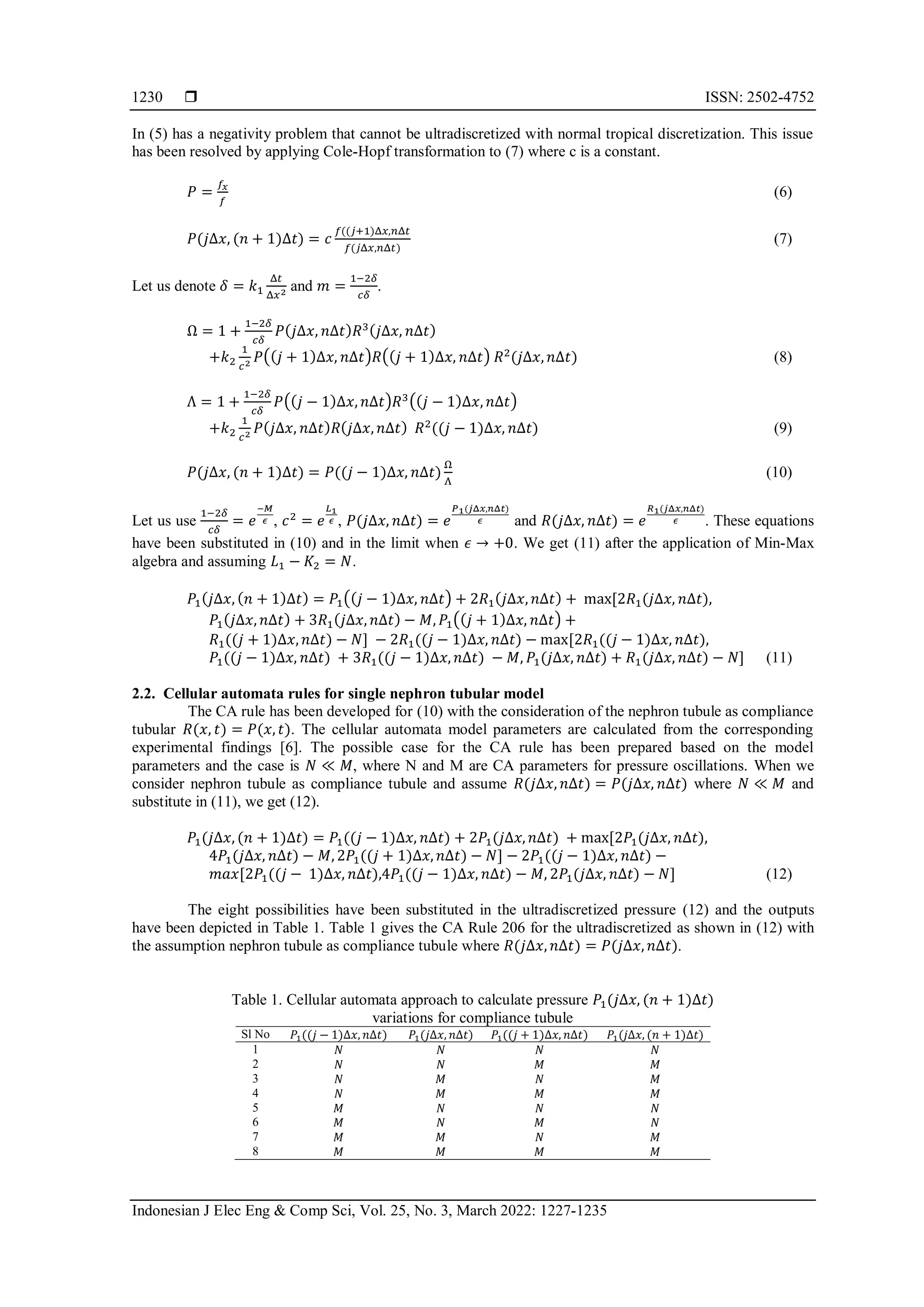 Cellular automata model for emergent properties of pressure flow in single nephron compliance ...