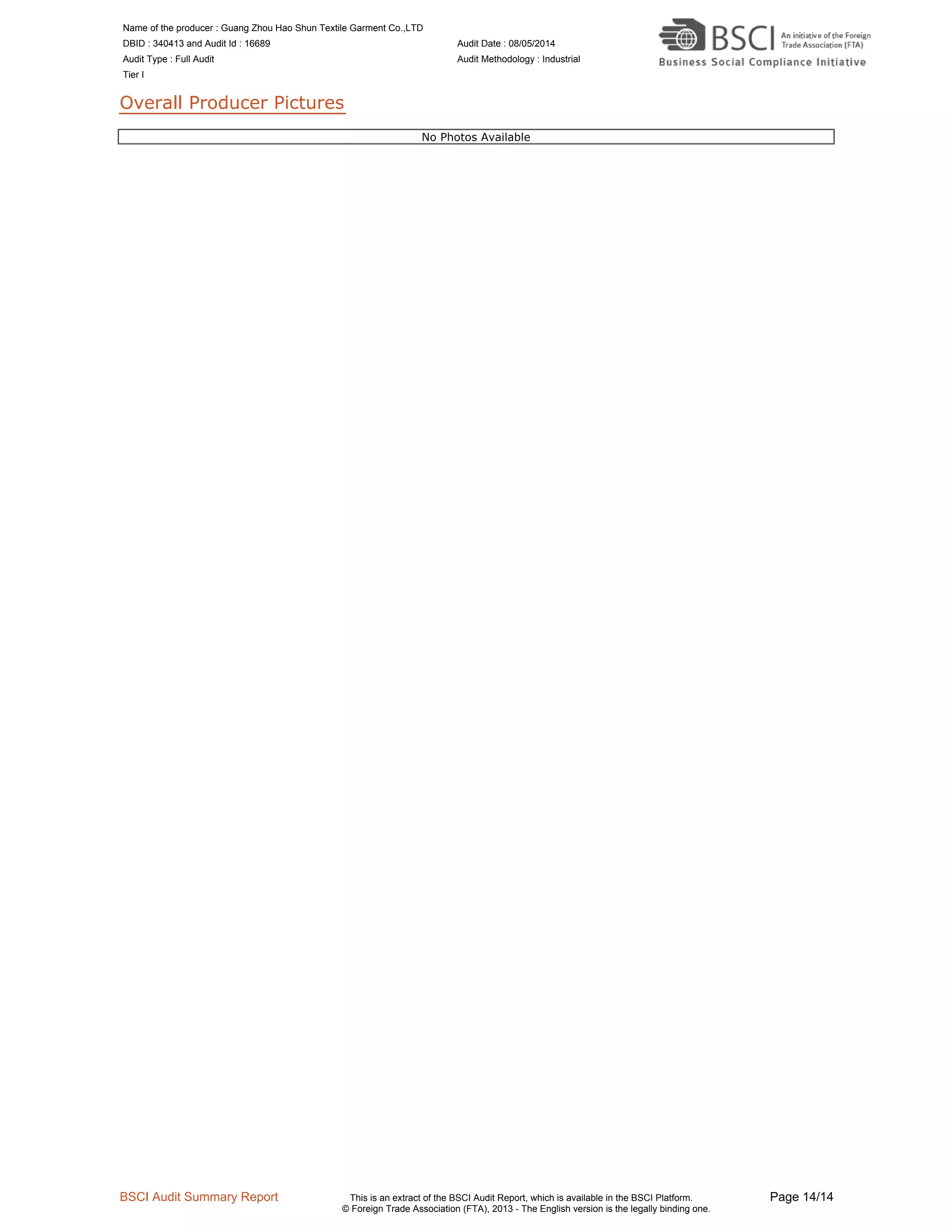 BSCI Audit Report Haoshun | PDF