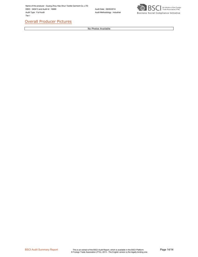 BSCI Audit Report Haoshun | PDF