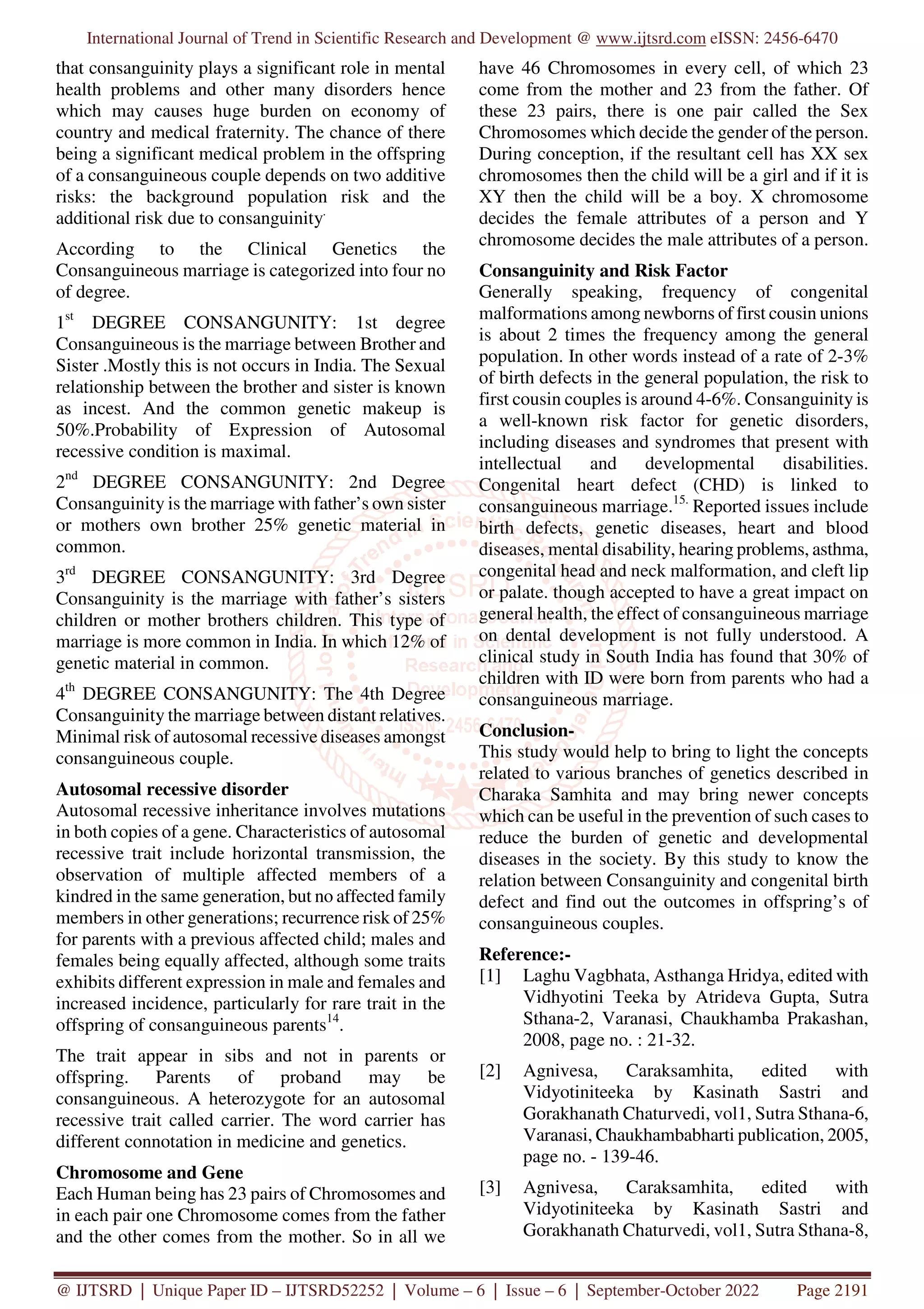 Consanguinity Tulyagotriya Vivaha Impact on Child Health A Review ...