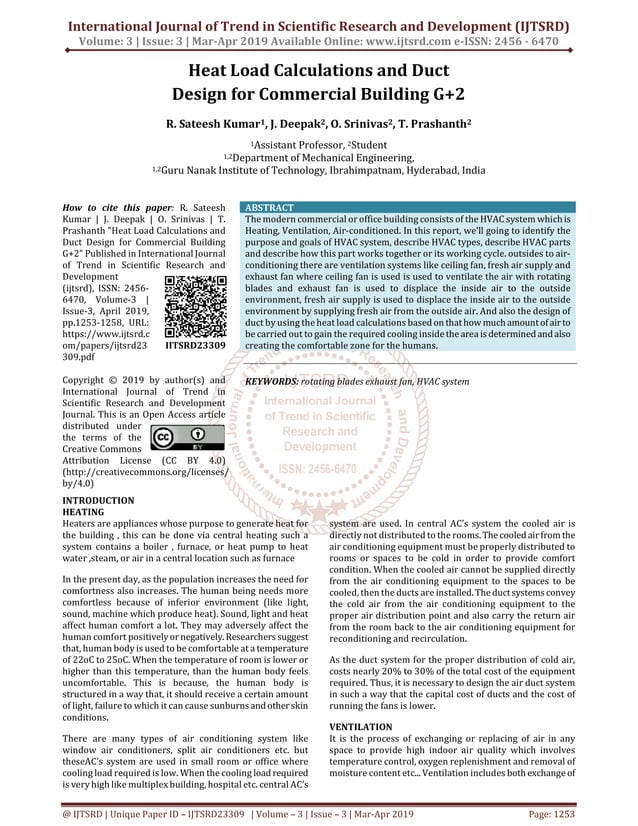 Heat Load Calculations and Duct Design for Commercial Building G 2 | PDF