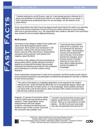 In Your Own Words: The Value of an MLIS | PDF