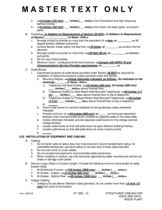CSI Master Format Specification 271005 Structured Cabling for Voice and ...