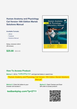 Human Anatomy and Physiology Cat Version 10th Edition Marieb Solutions ...