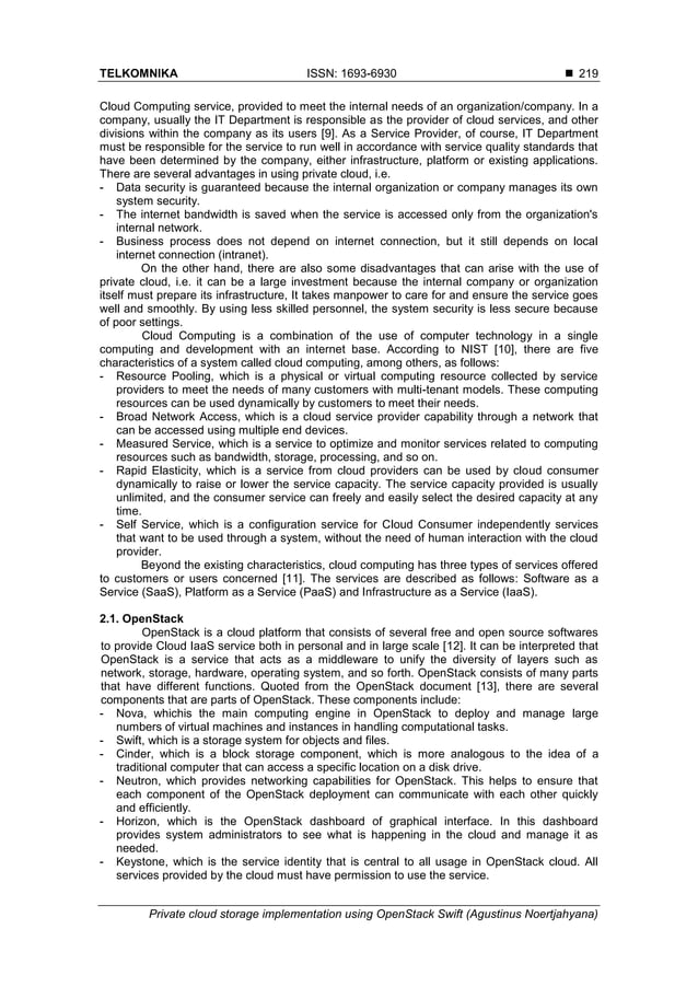 Private cloud storage implementation using OpenStack Swift | PDF | Cloud Computing | Internet