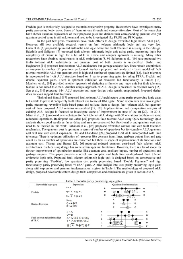Novel high functionality fault tolerant ALU | PDF