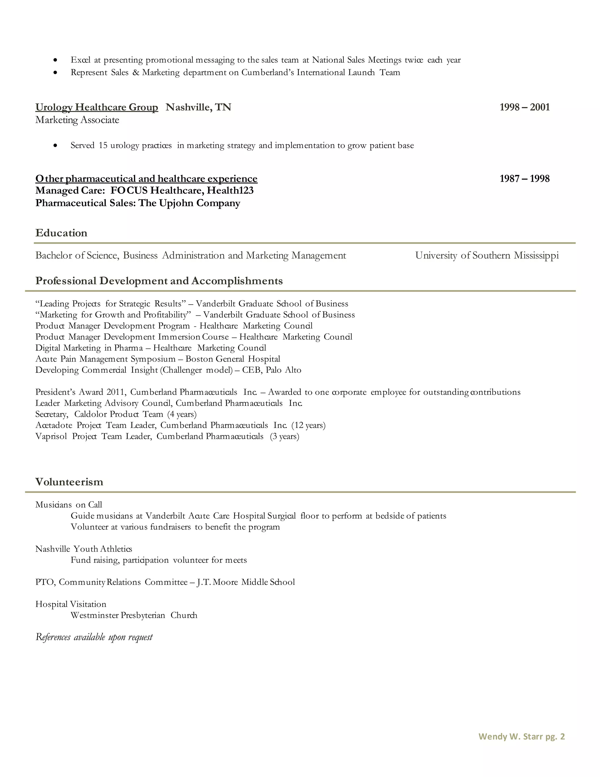 Wendy W Starr Resume | DOCX