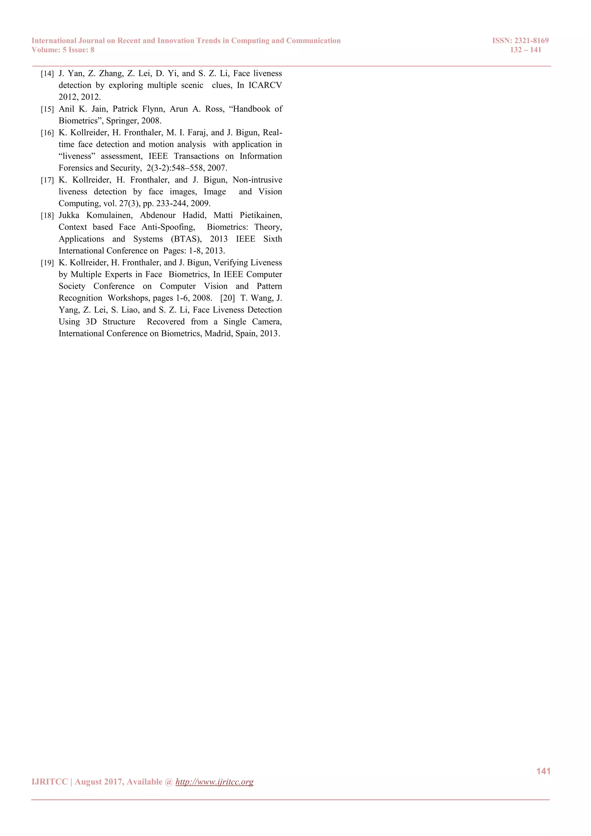 Face Liveness Detection for Biometric Antispoofing Applications using Color Texture and ...