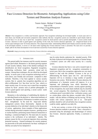 Face Liveness Detection for Biometric Antispoofing Applications using ...