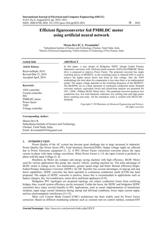 Efficient bridgeless SEPIC converter fed PMBLDC motor using artificial neural network | PDF