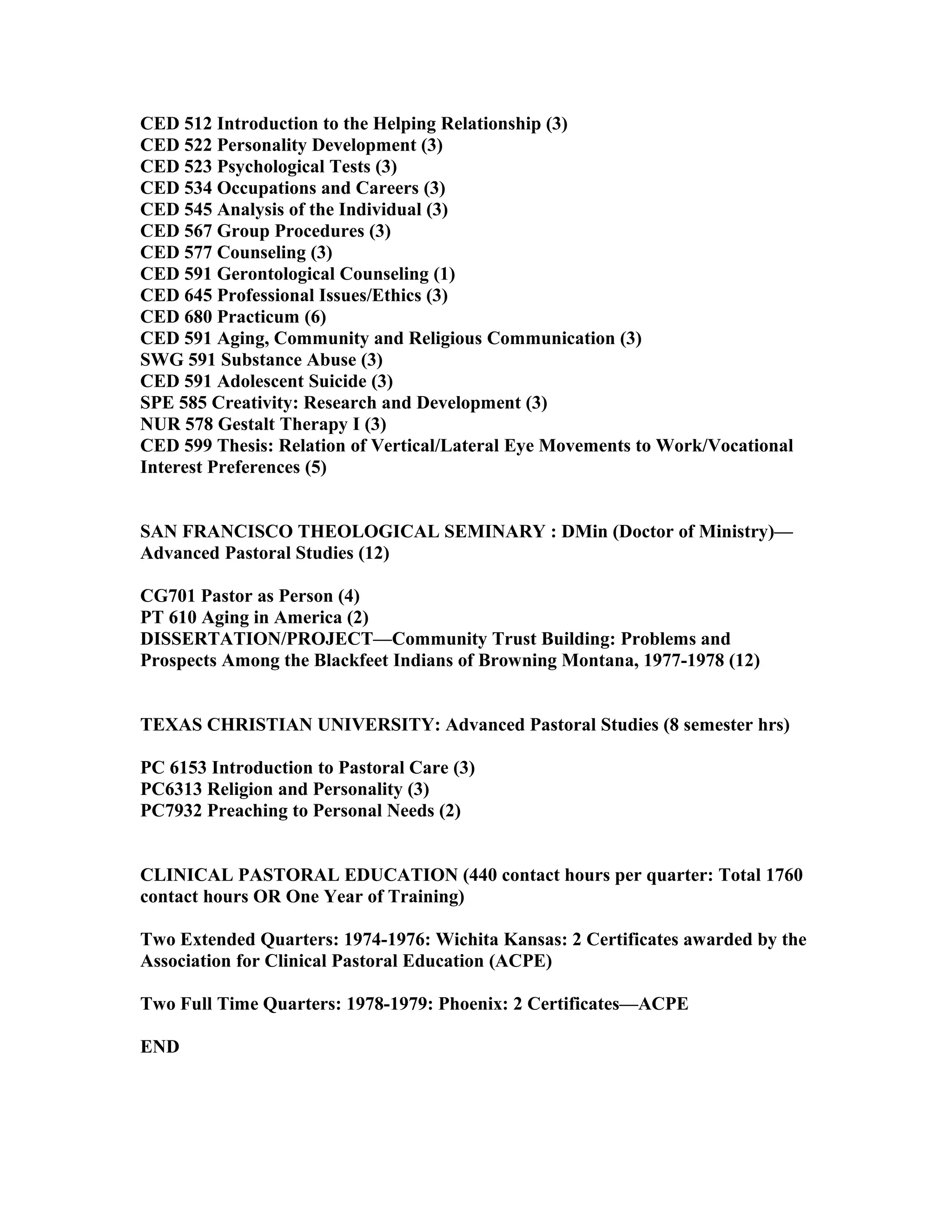 Psychology Classes From Transcripts ABOVE Undergrad Level | PDF