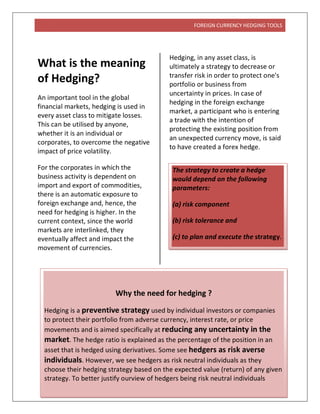 Foreign Exchange Hedging Tools | PDF