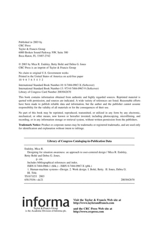 Designing for Situation Awareness An Approach to User Centered Design ...