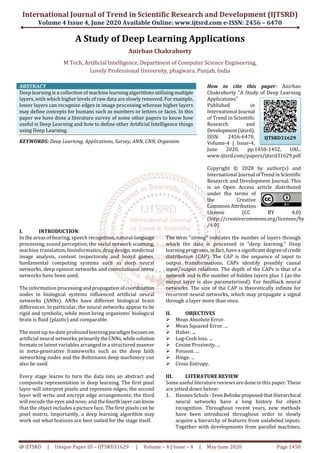 A Study of Deep Learning Applications | PDF