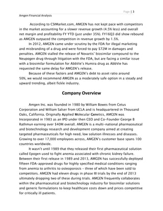 AMGEN Financial Analysis | PDF