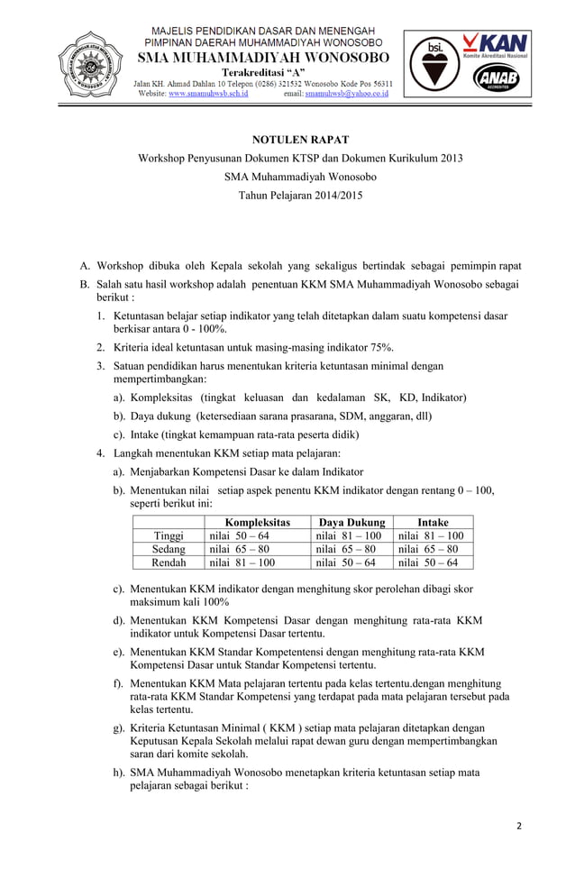 1415_Berita Acara Penetapan KKM | PDF