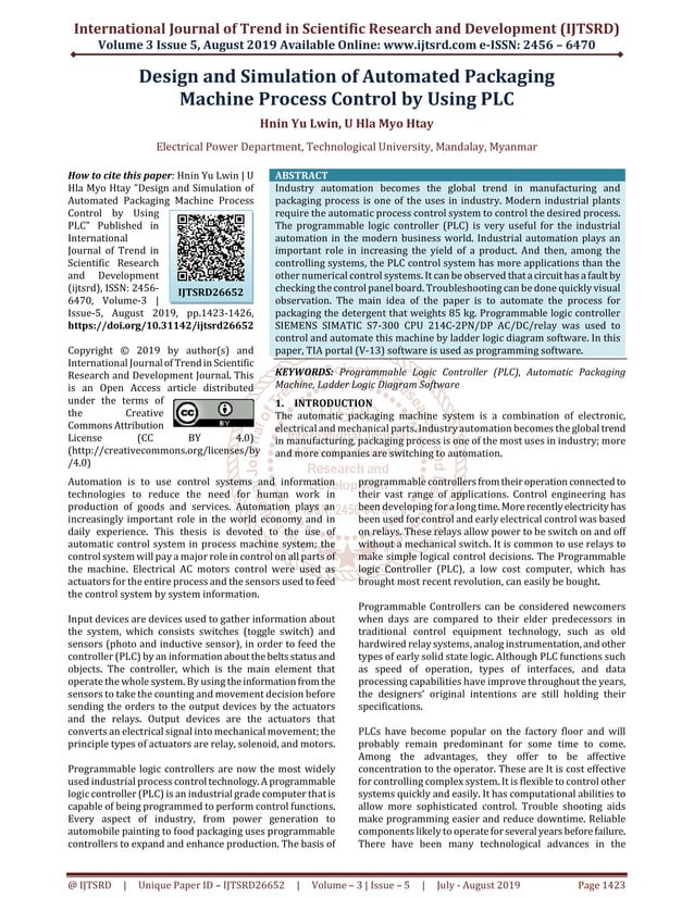 Design and Simulation of Automated Packaging Machine Process Control by ...