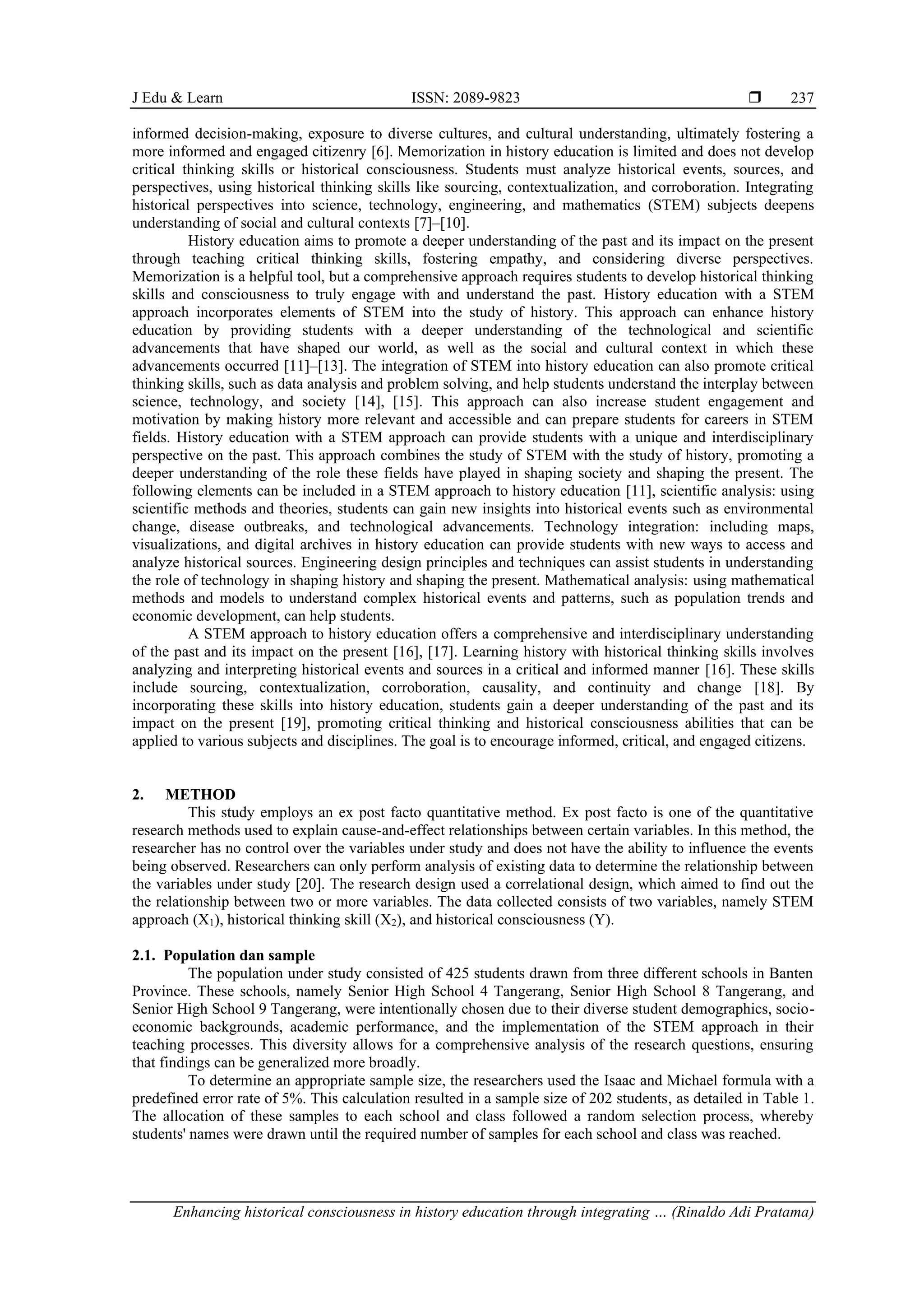 Enhancing historical consciousness in history education through ...