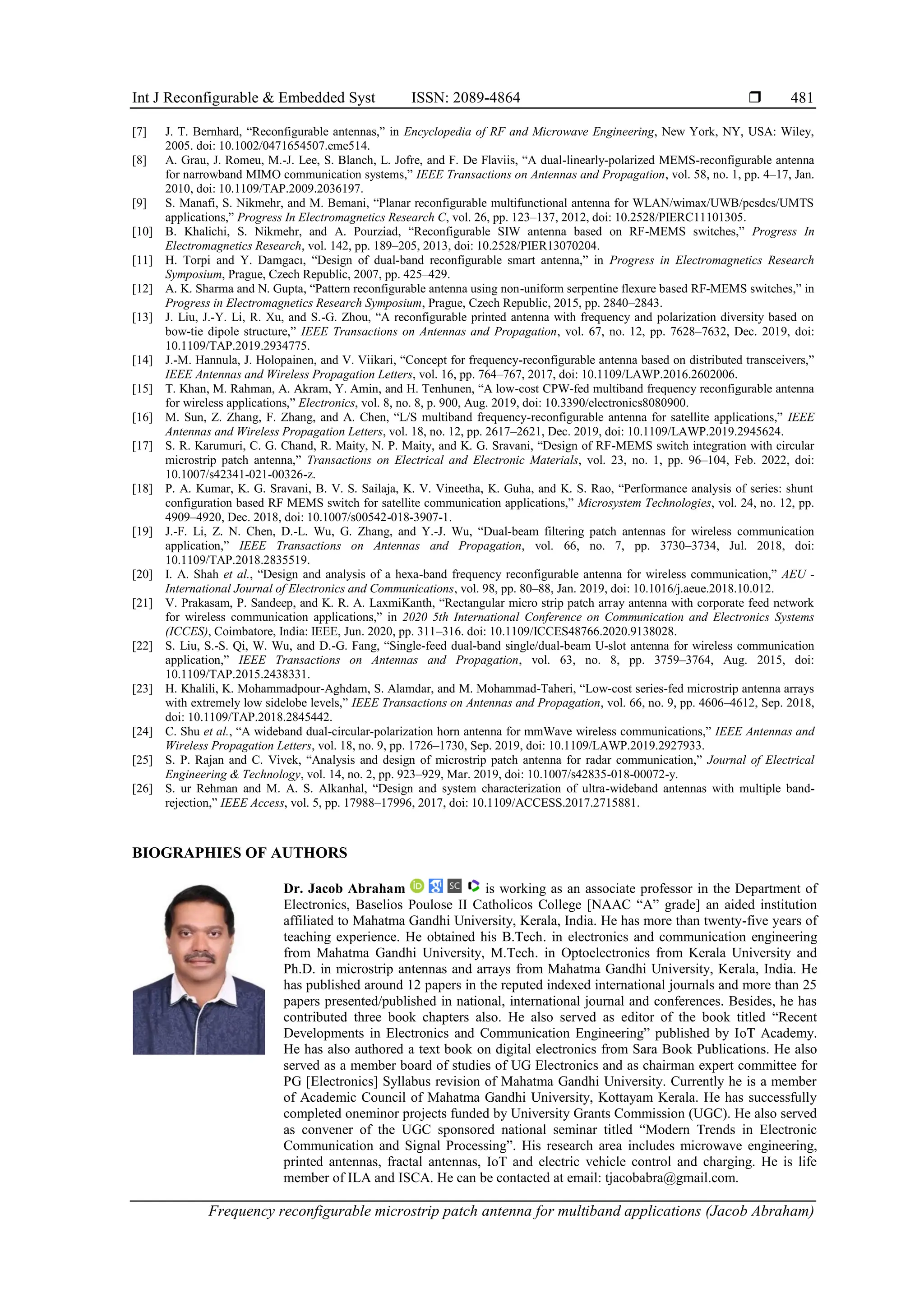 Frequency reconfigurable microstrip patch antenna for multiband ...
