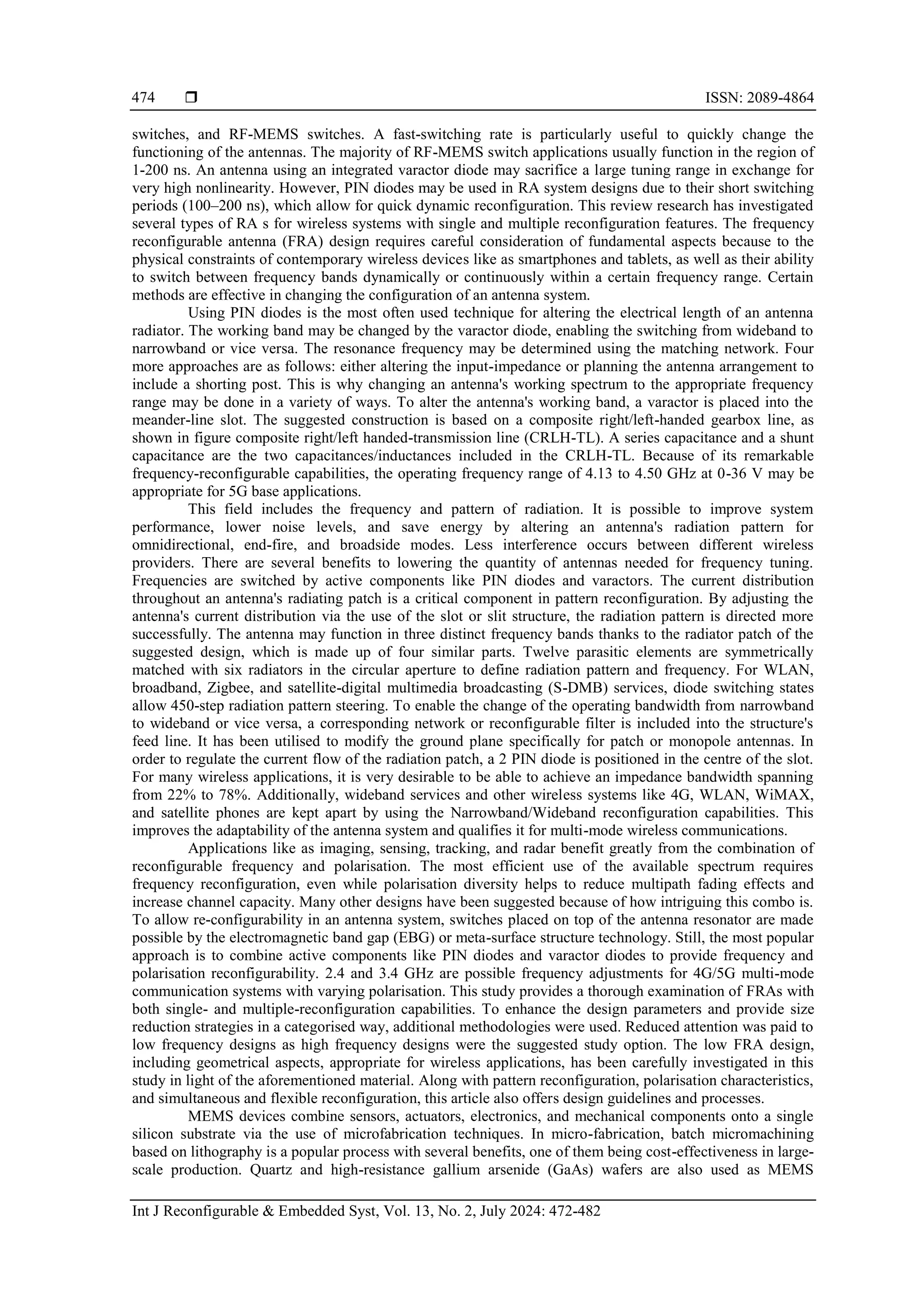 Frequency Reconfigurable Microstrip Patch Antenna For Multiband Applications Pdf